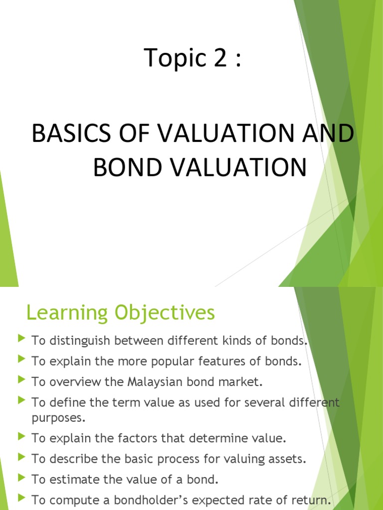 Topic 2 - Basics of Valuation and Bond Valuation | PDF | Bonds (Finance ...