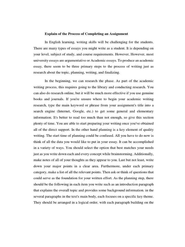 Explain of The Process of Completing An Assignment | PDF | Essays ...