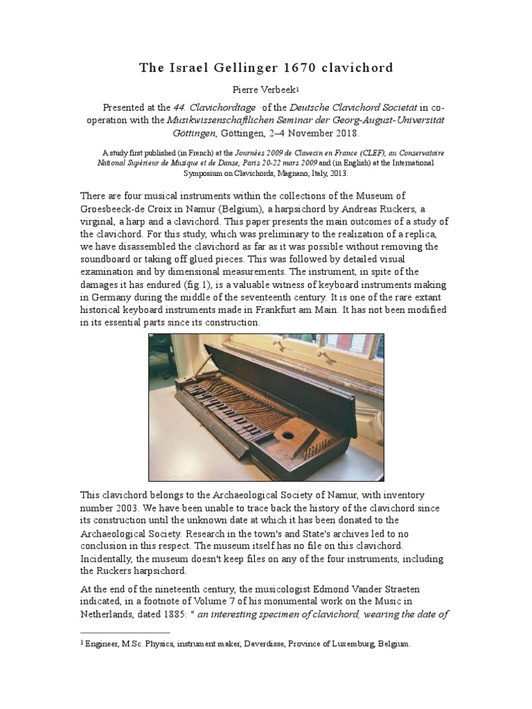 Gellinger 1670 Verbeek 2018 | PDF | Cent (Music) | Piano