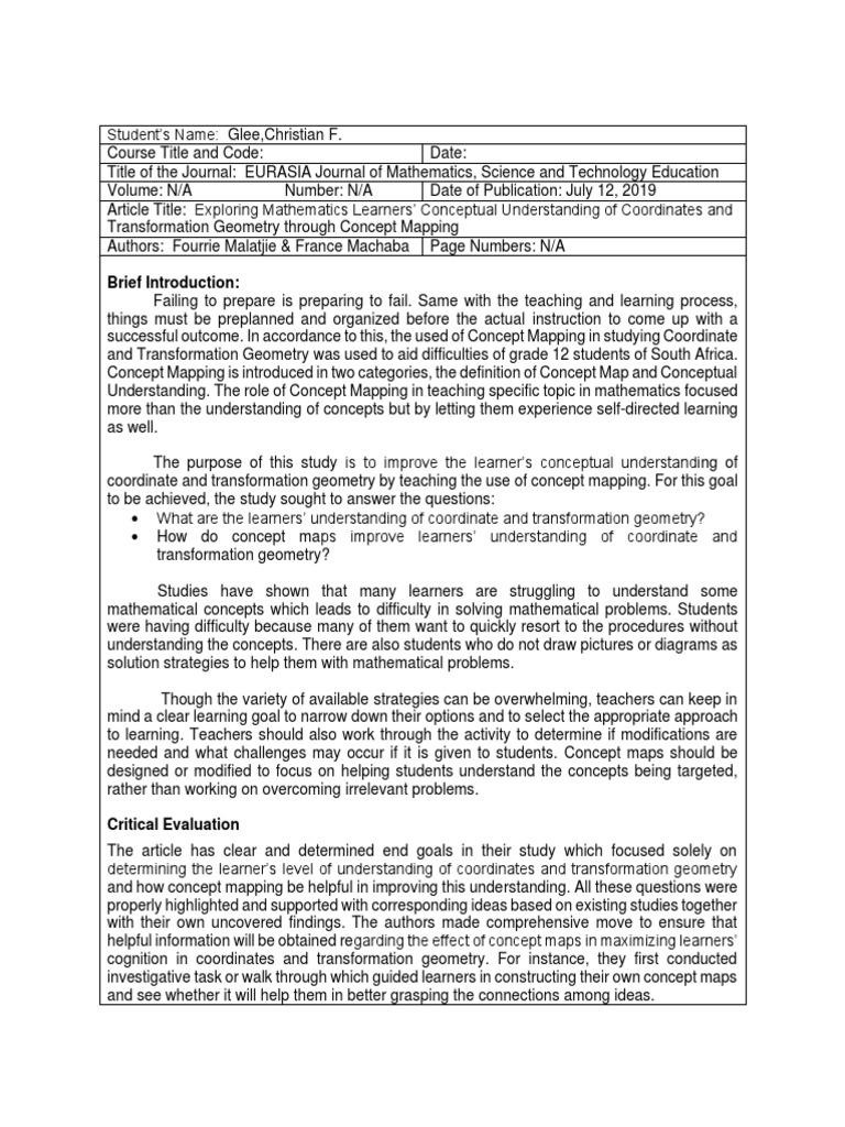 Journal Article Review SAmple | PDF | Learning | Concept