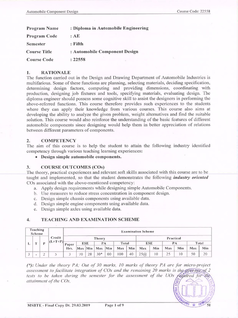 Automobile Component Design | PDF