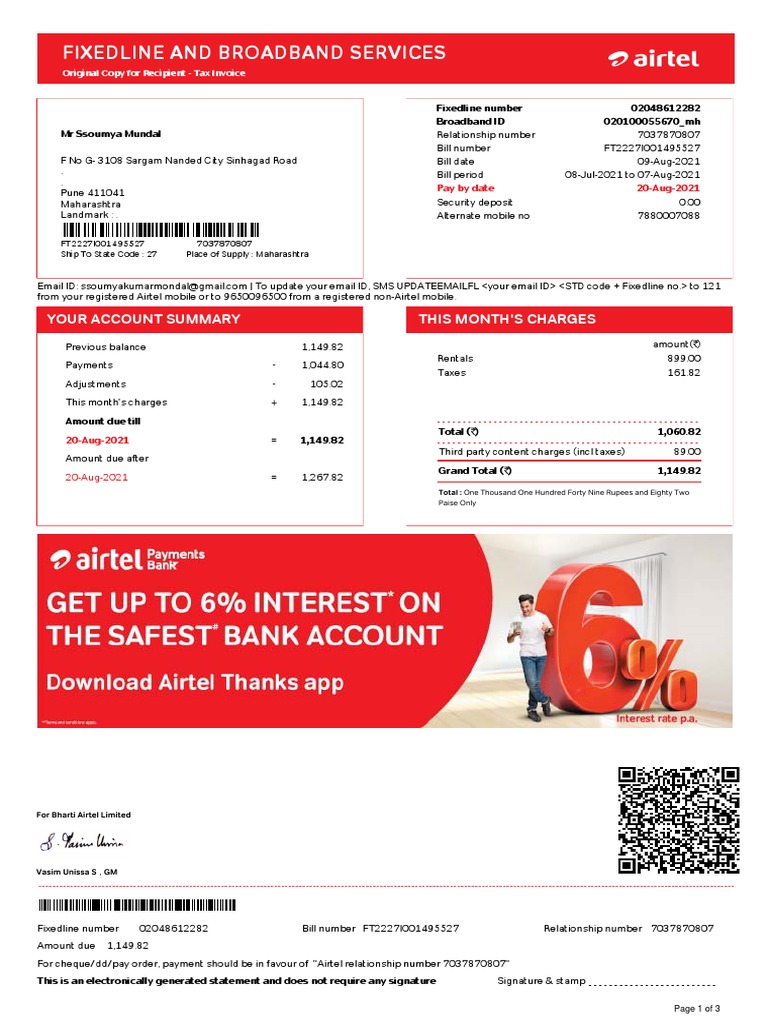 Broadband Invoice | PDF | Payments