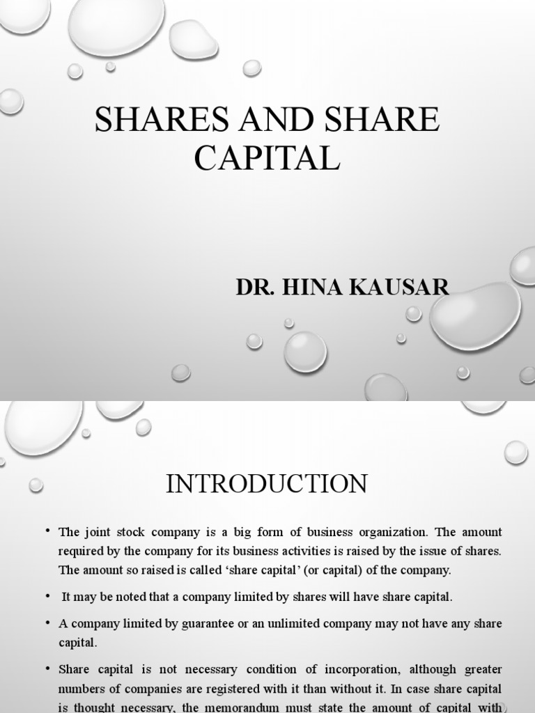 Shares & Share Capital | PDF | Dividend | Stocks