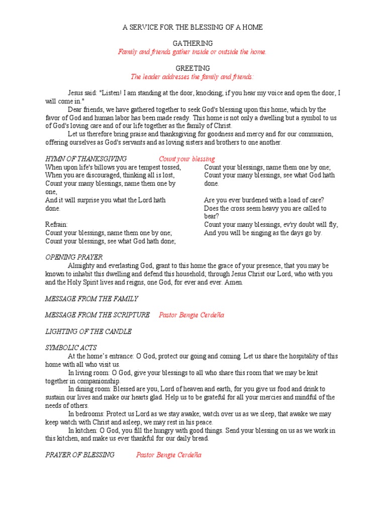 Home Blessing Ceremony Guide | PDF | Blessing | God