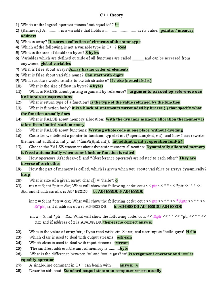C++ Theory | Download Free PDF | Pointer (Computer Programming ... C++ Theory | Download Free PDF | Pointer (Computer Programming ...