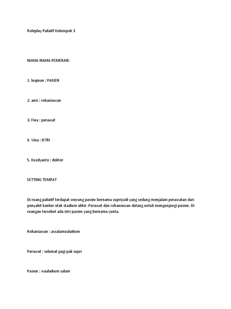 Roleplay Paliatif Kanker Kel3 | PDF