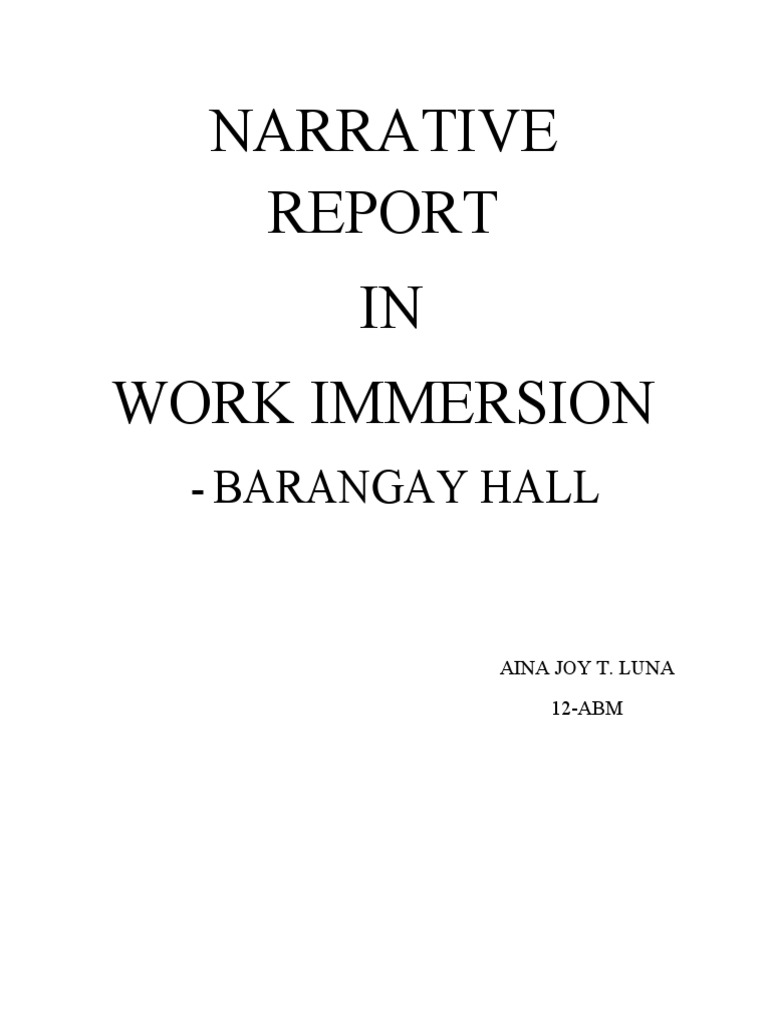 Narrative IN Work Immersion: - Barangay Hall | PDF | Cognition | Learning