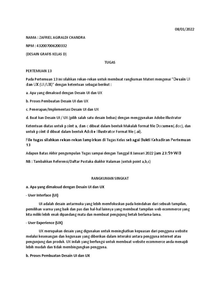 Rangkuman Tugas Desain UI/UX | PDF