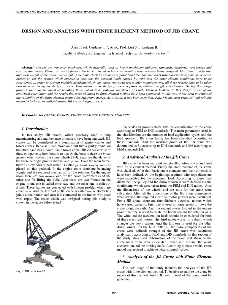 Jib Crane Design Using Finite Element Method | PDF | Crane (Machine ...
