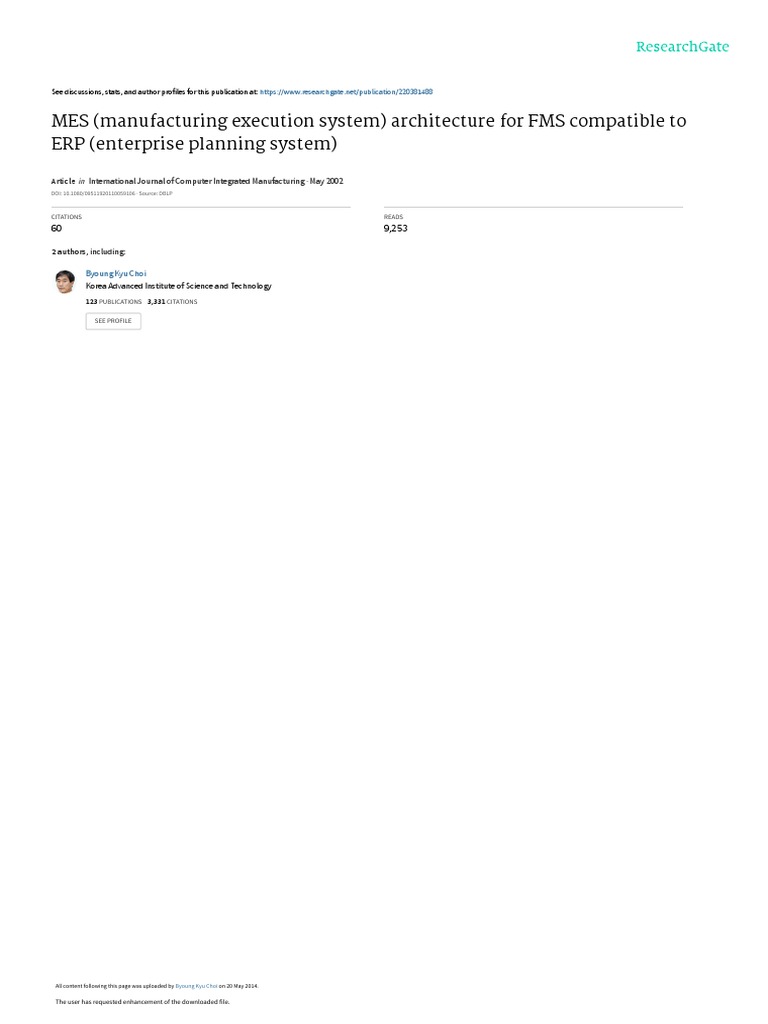 MES Manufacturing Execution System Architecture Fo | PDF | Enterprise ...