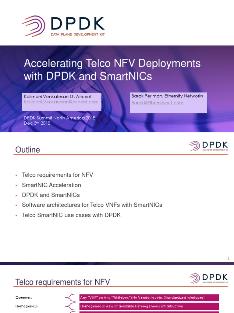 Telco NFV Acceleration with DPDK & SmartNICs | PDF | Network Interface Controller | Computer Data
