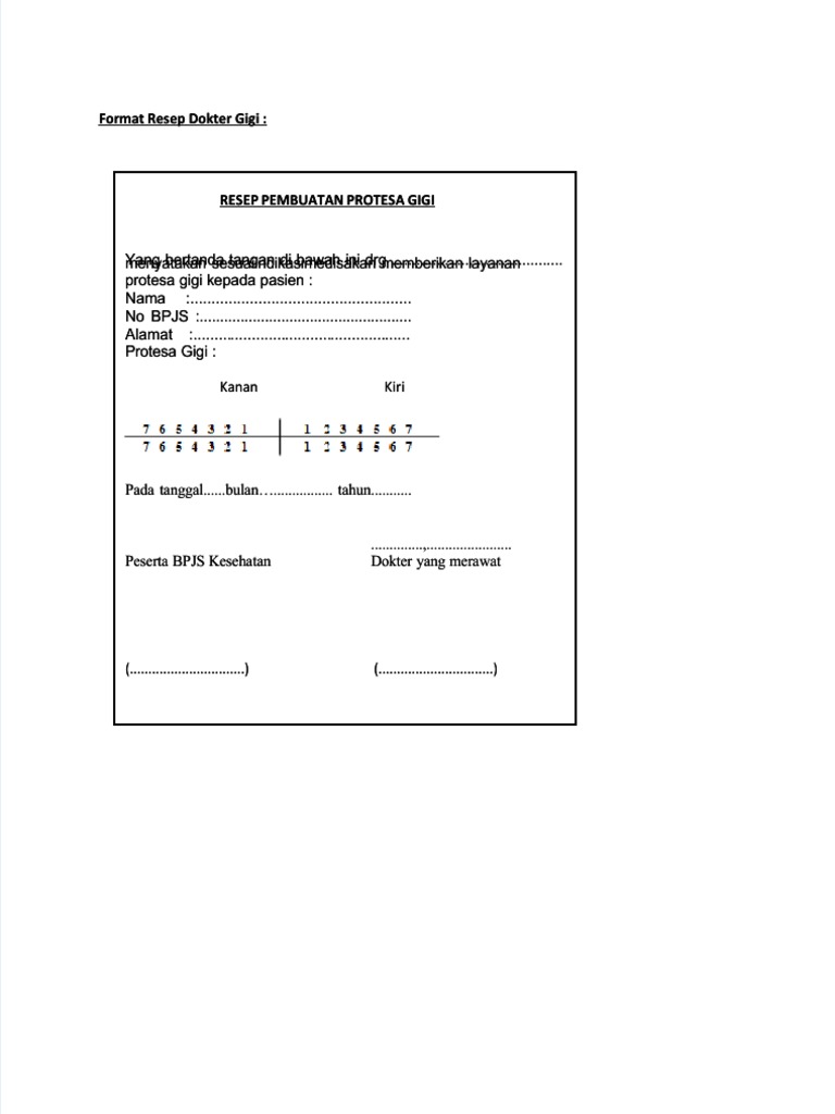 Format Resep Protesa Gigi | PDF