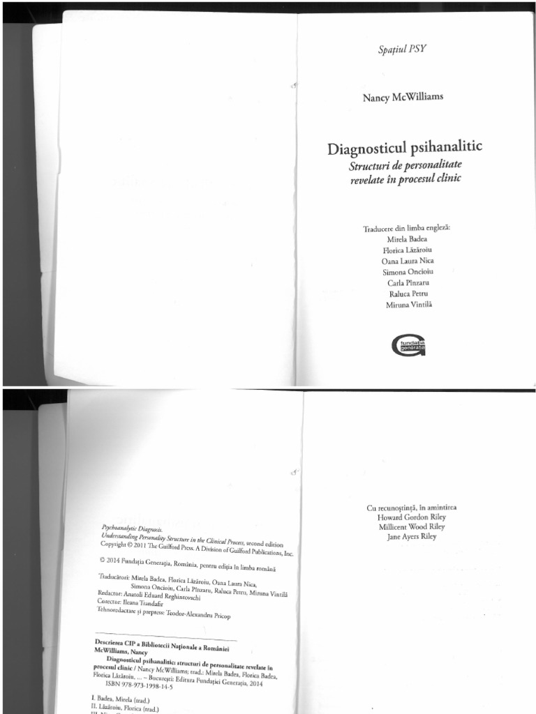 DIAGNOSTICUL PSIHANALITIC, Nancy McWilliams | PDF