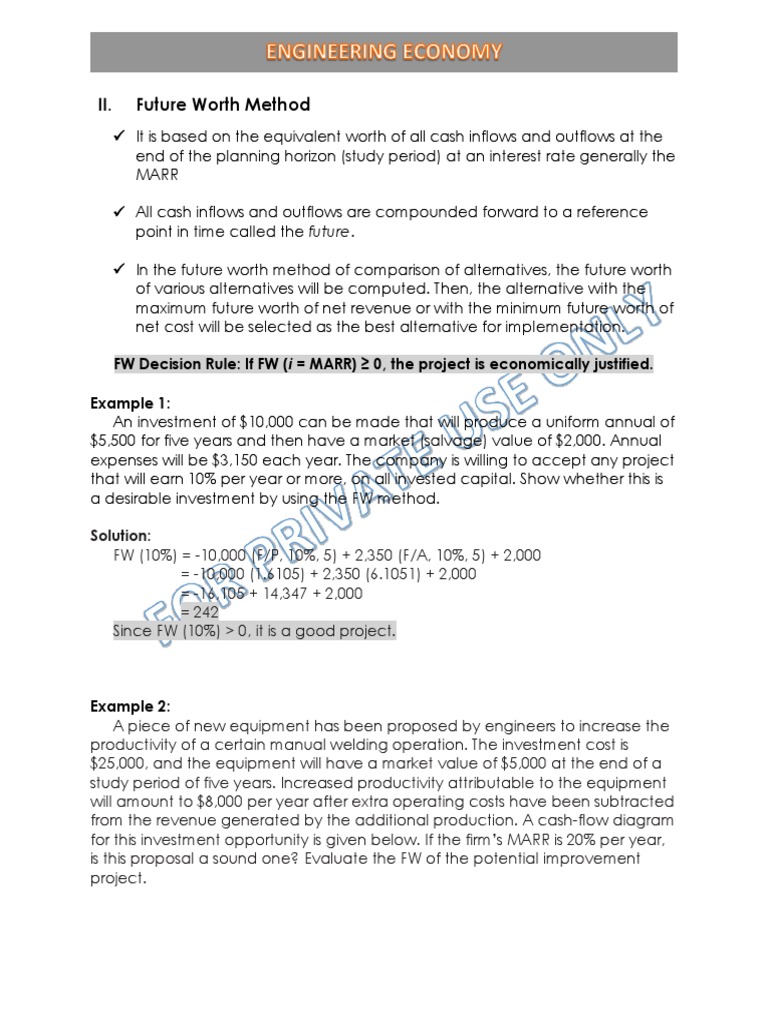 Lesson 11.future Worth Method | PDF | Interest | Interest Rates