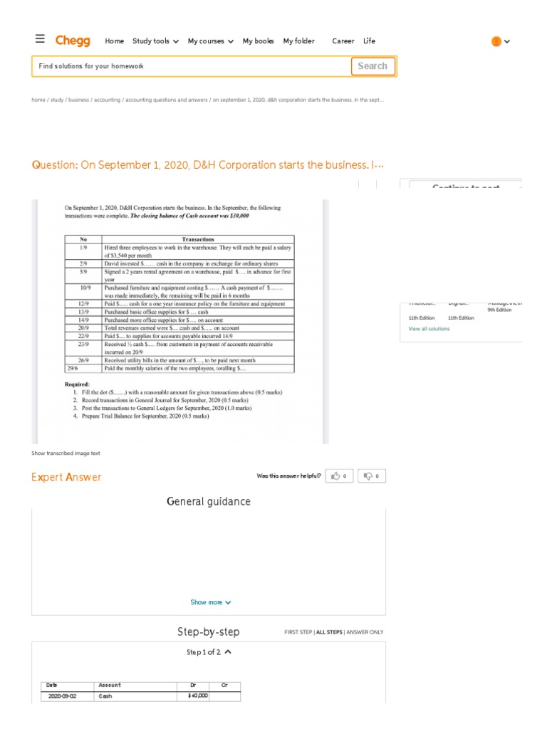 Question: On September 1, 2020, D&H Corporation Starts The Business. I ...