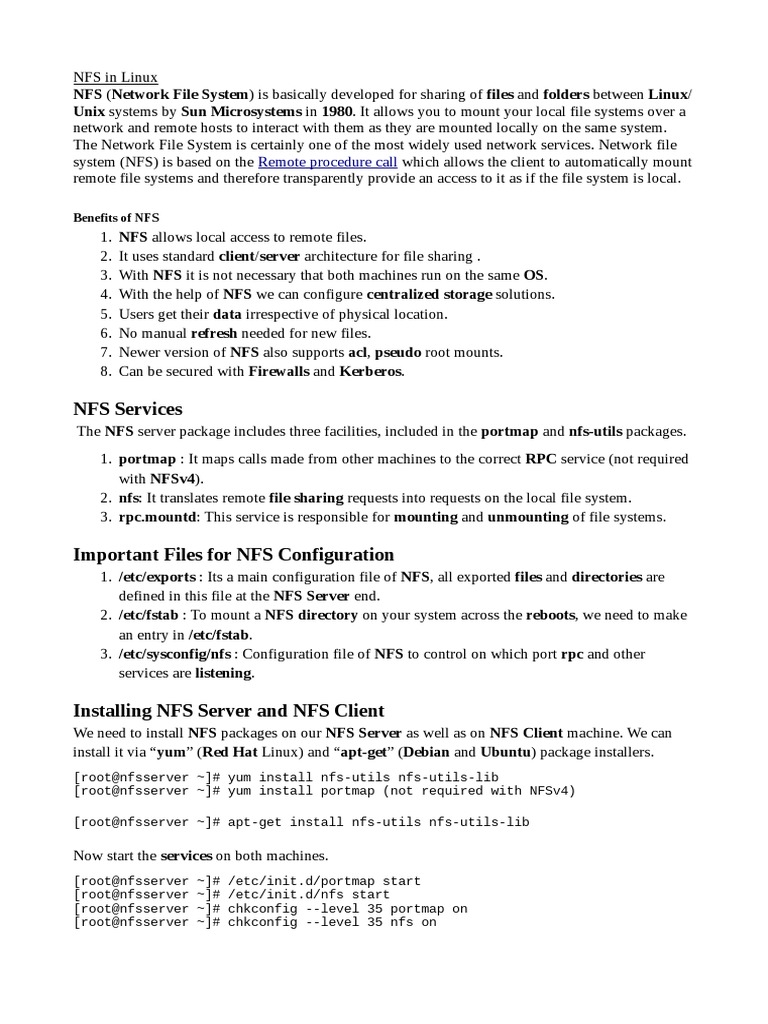 NFS Services | PDF | File System | System Software