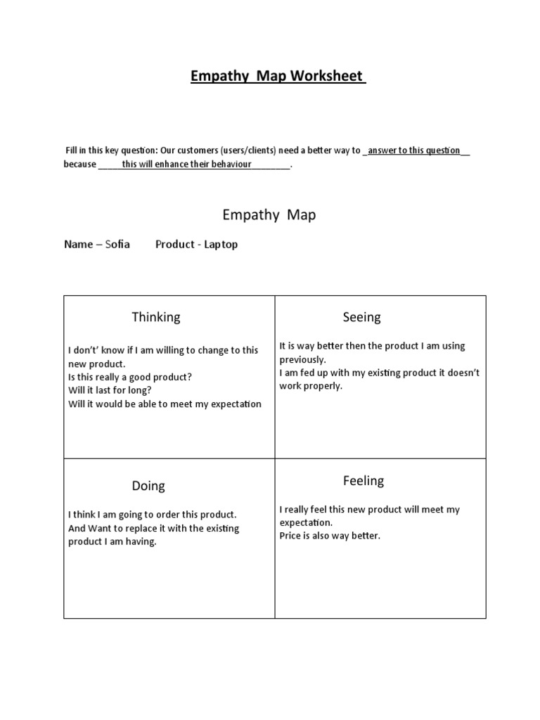 Empathy Map Worksheet | PDF
