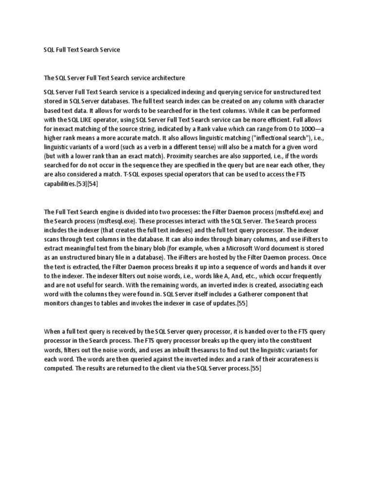 SQL Full Text Search Service | PDF | Microsoft Sql Server | Database Index