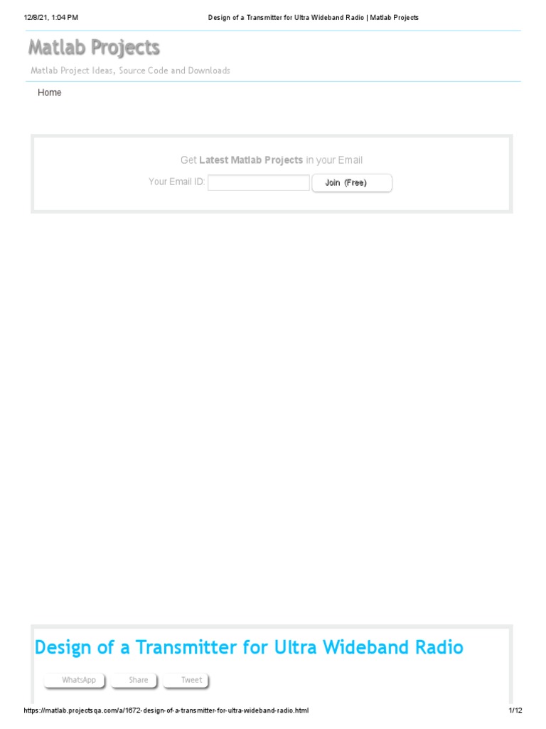 Design of A Transmitter For Ultra Wideband Radio - Matlab Projects ...