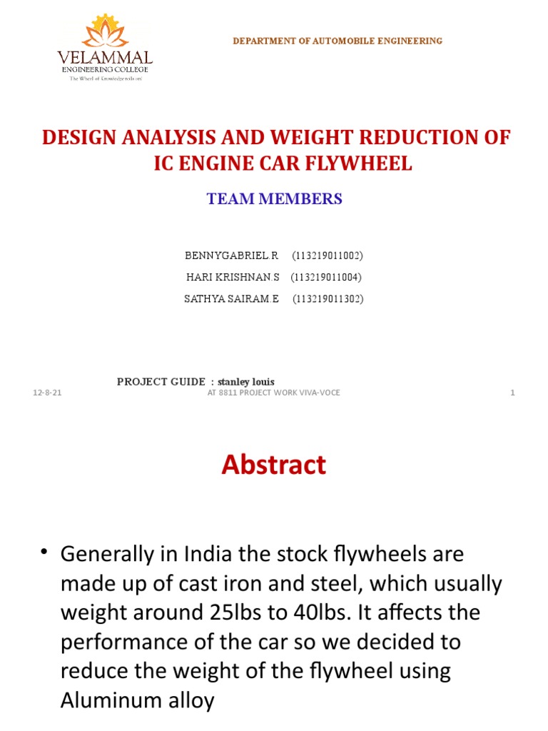 Fly Wheel Weight Reduction | PDF | Aluminium | Alloy