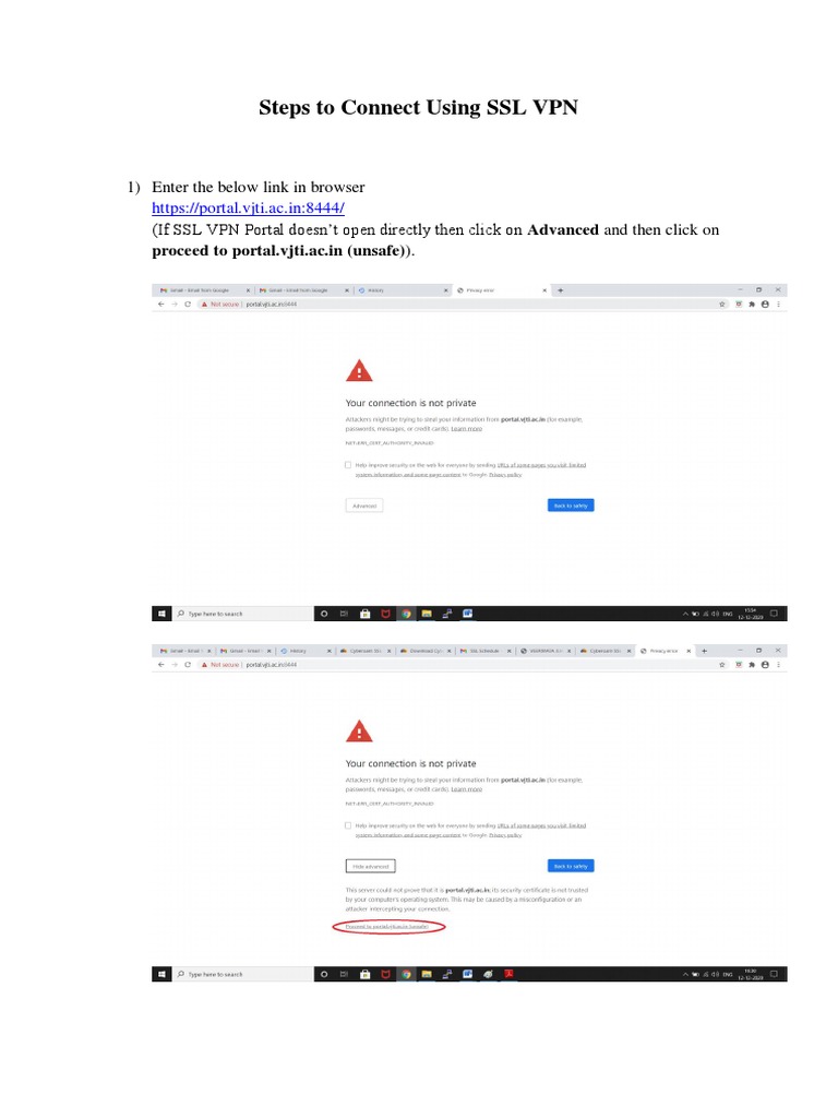 Steps To Connect Using SSL-VPN | PDF | Computers