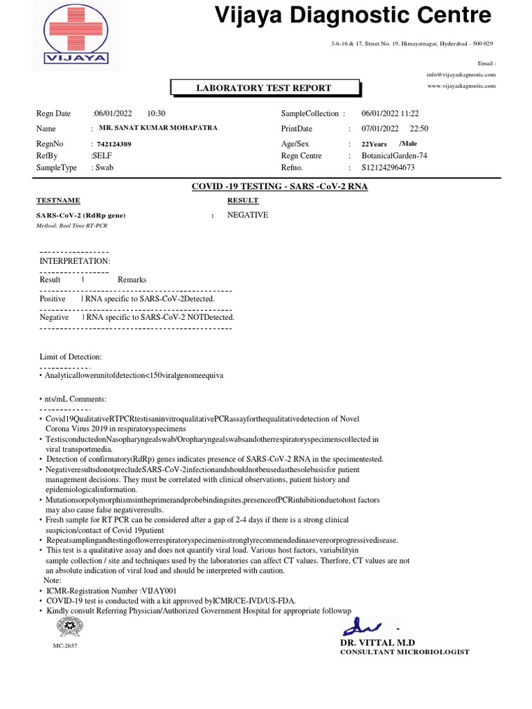 Lab Result - 742124389 | PDF | Epidemiology | Life Sciences