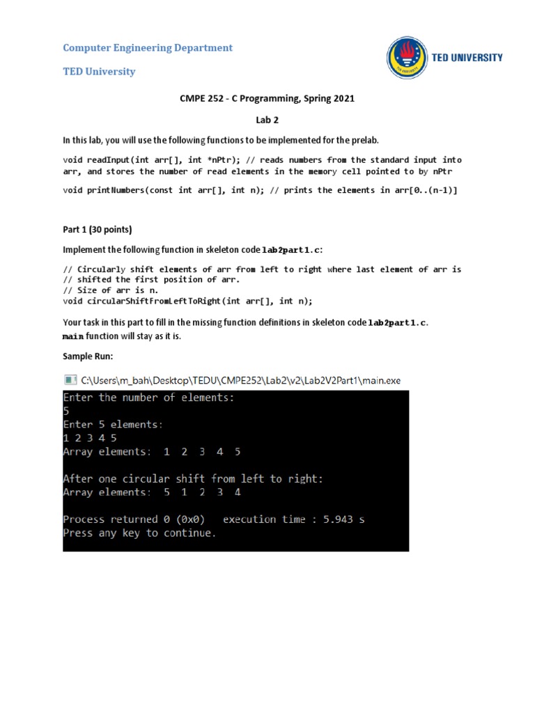 CMPE 252 C Programming Lab 2 | PDF | Function (Mathematics) | Software Development