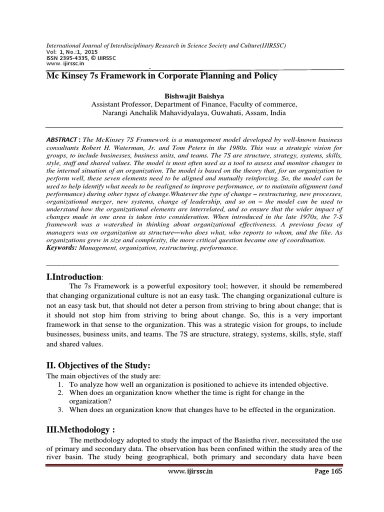 MC Kinsey 7s Framework in Corporate Planning and Policy: Bishwajit ...