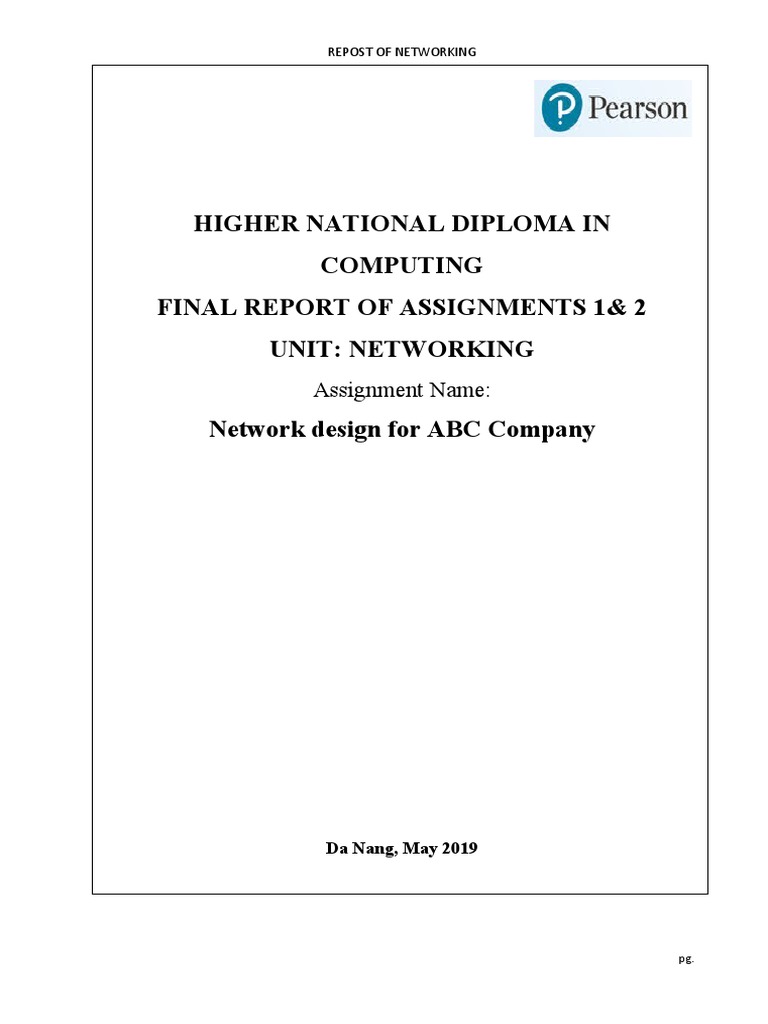 Higher National Diploma in Computing Final Report of Assignments 1& 2 ...