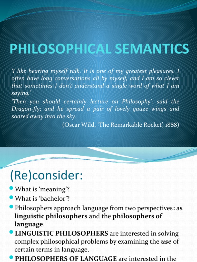 Philosophical Semantics: (Oscar Wild, The Remarkable Rocket', 1888 ...