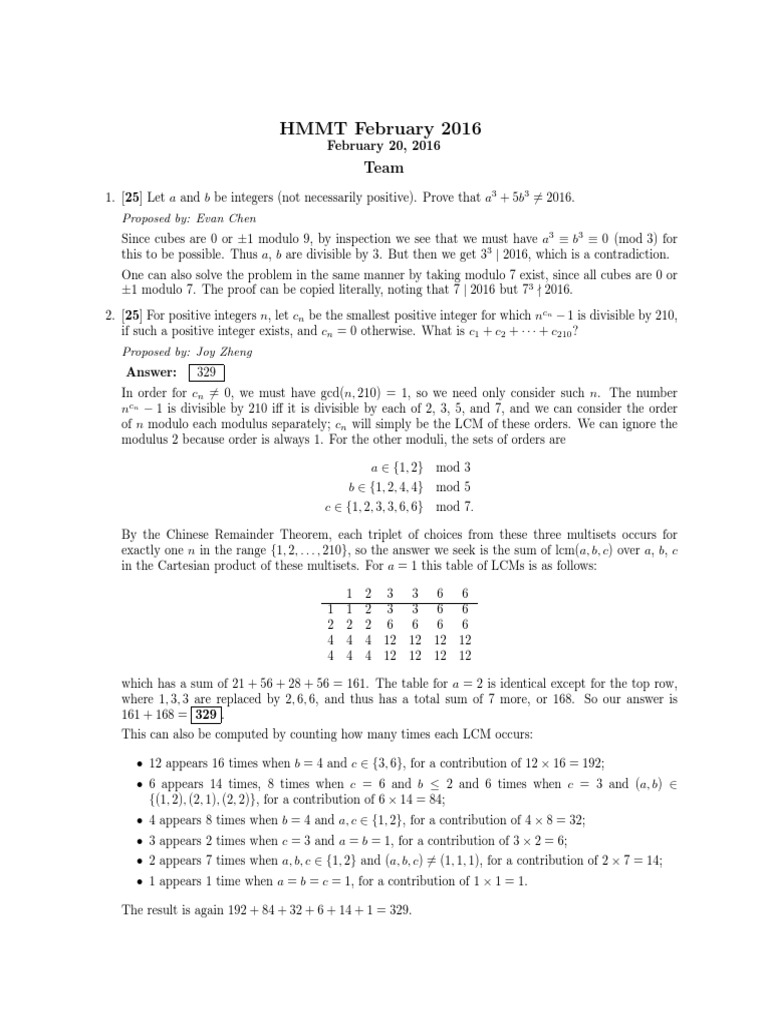 HMMT February 2016 | PDF | Trigonometric Functions | Sine