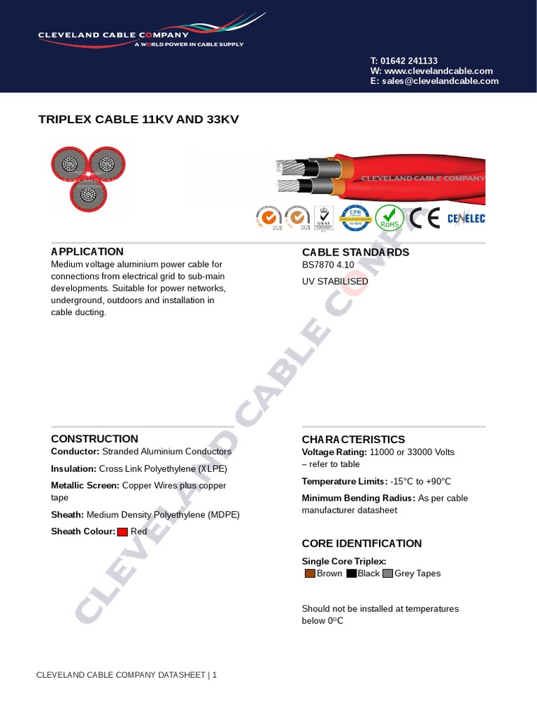 BS7870 Triplex 11kV 33kV Cable | PDF | Electrical Conductor ...
