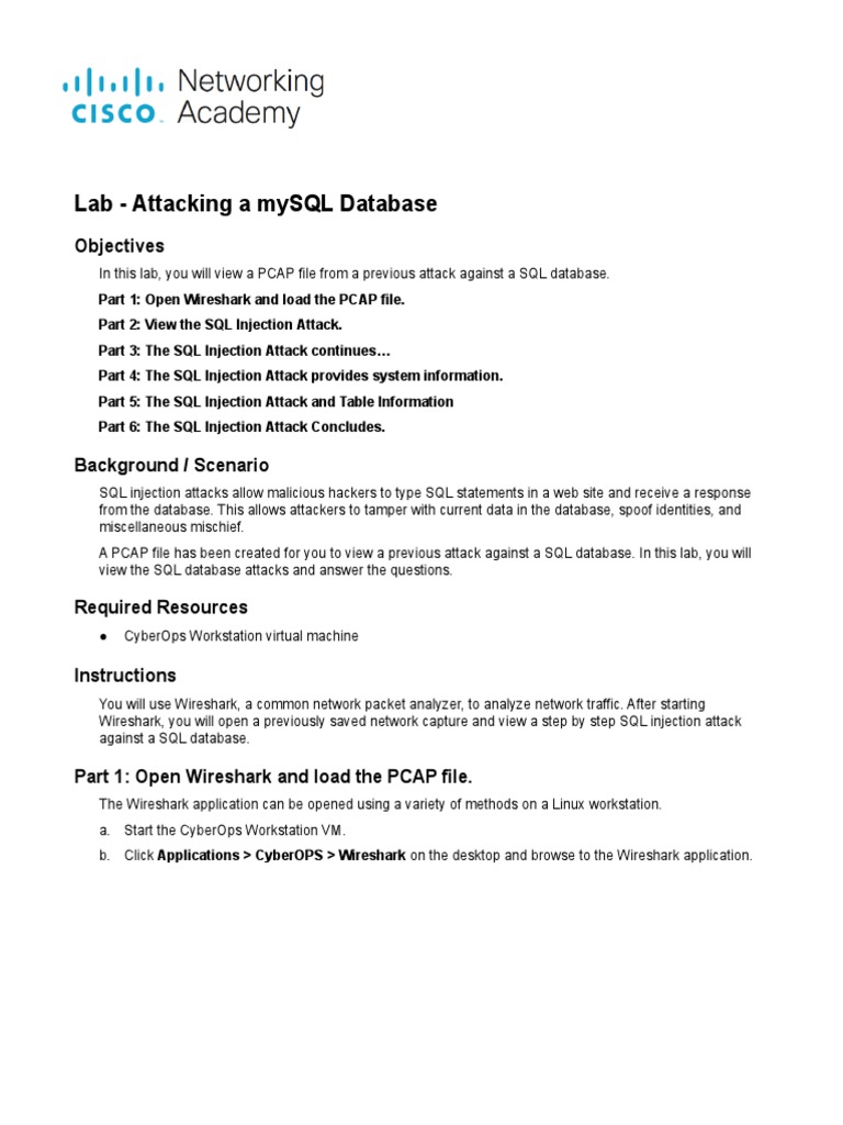 17.2.6 Lab - Attacking A Mysql Database | PDF | Cyberspace | Software Development