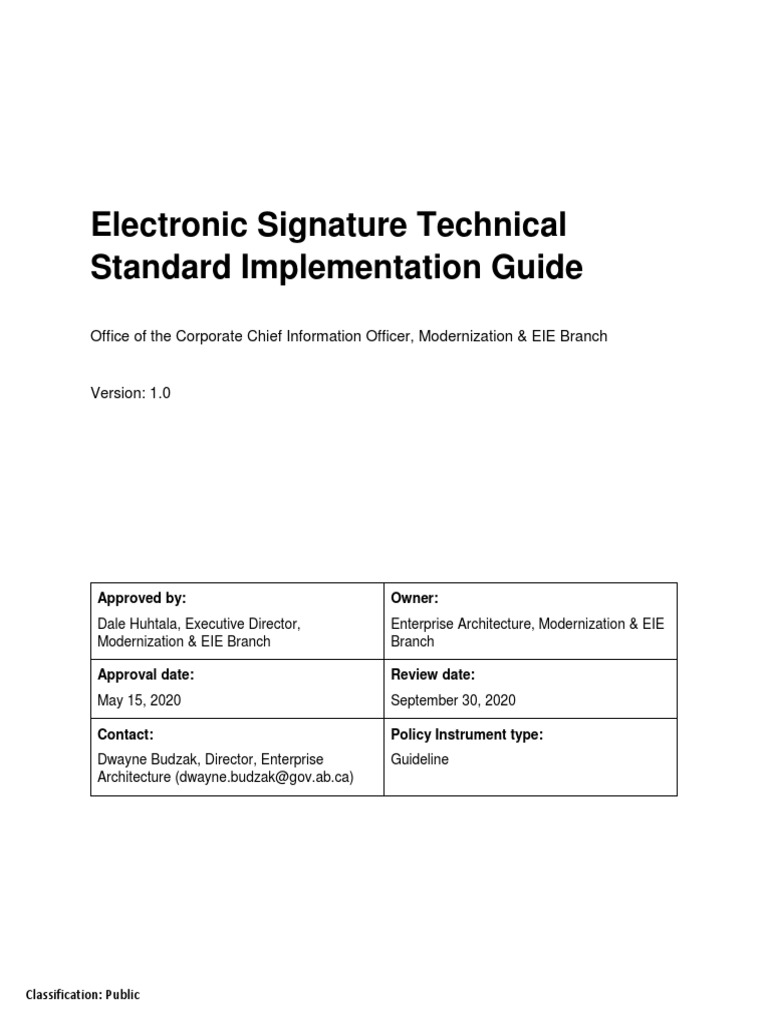 Electronic Signature Technical Standard Implementation Guide | PDF ...