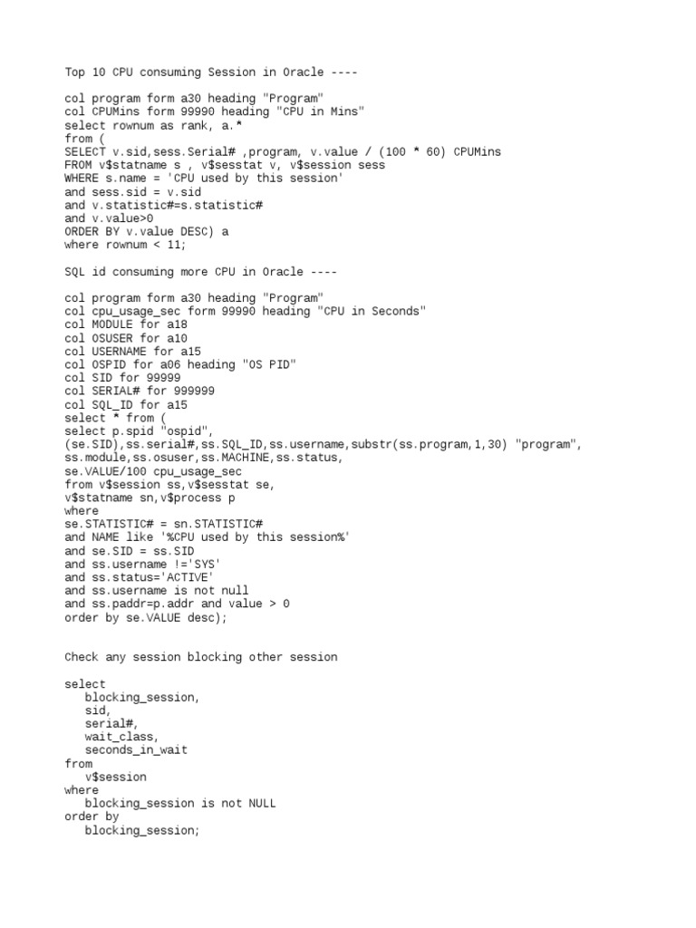 Performance Check DBA | PDF | Databases | Software Development