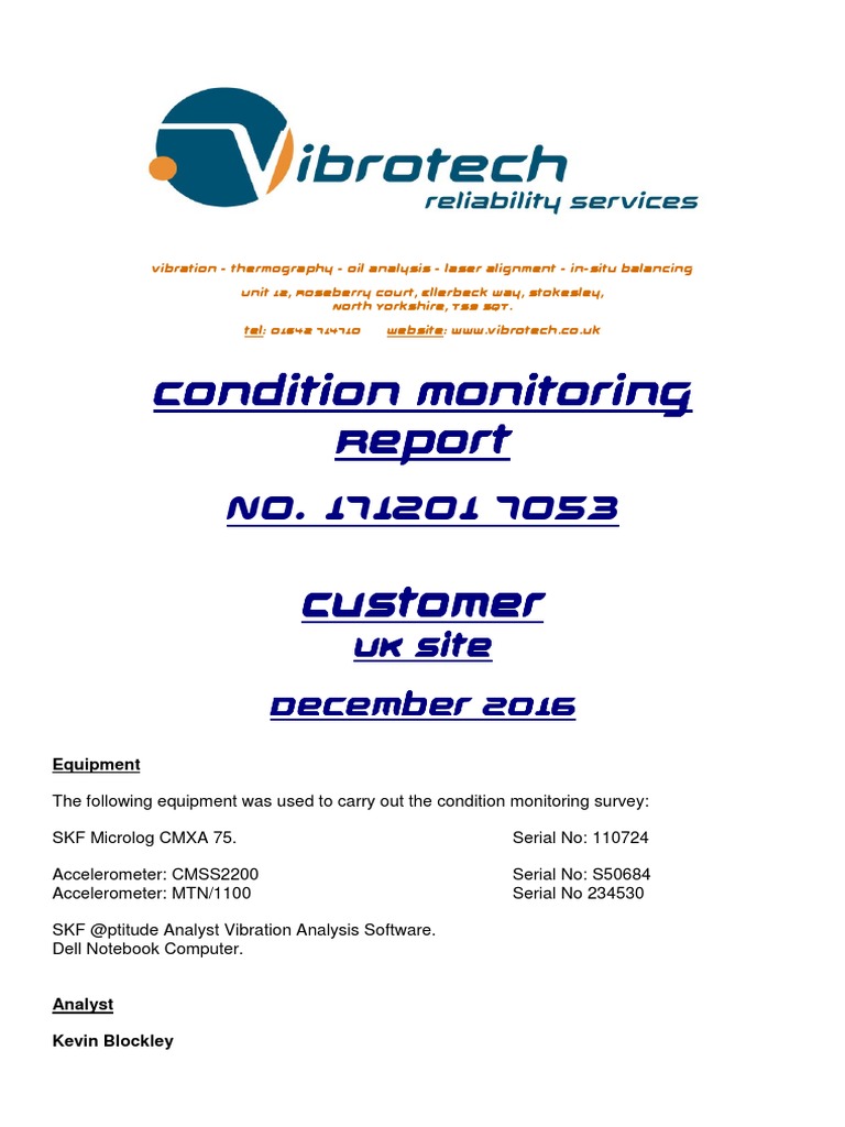 Vibration Condition Monitoring Report 2016 | PDF | Transmission ...