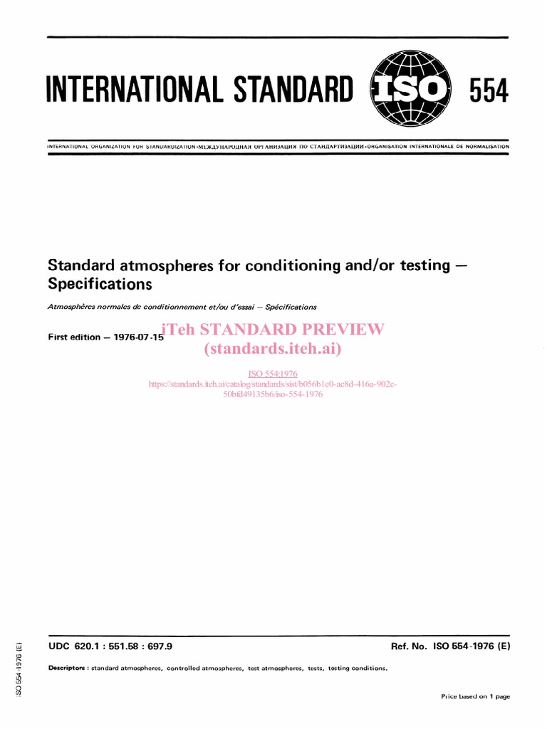Iso 554 1976 | PDF | International Organization For Standardization | Engineering Tolerance