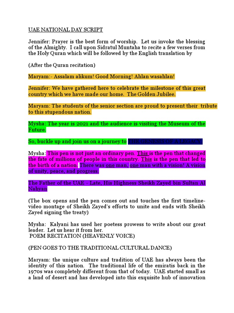 Uae National Day Script | PDF | United Arab Emirates