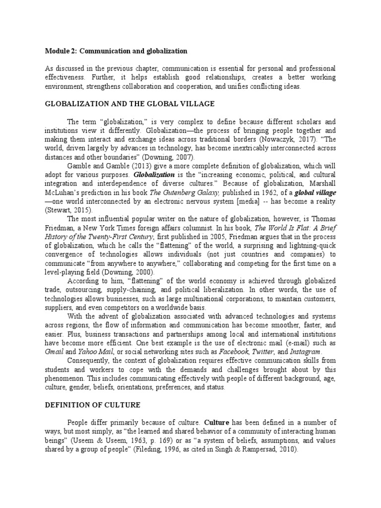 Module 2 Communication and Globalization | PDF | Prejudices | Globalization