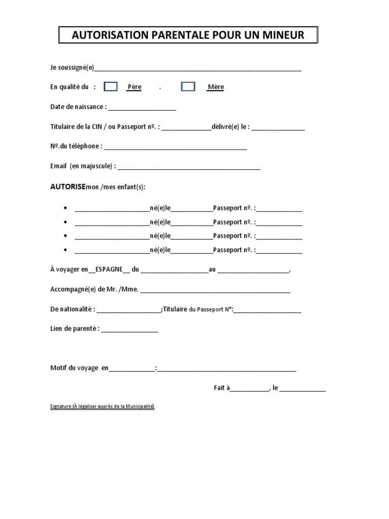 Autorisation de Sortie Du Territoire | PDF