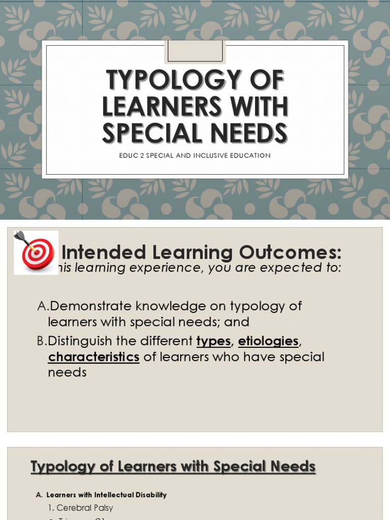 Typology of Learners With Special Needs PDF | PDF | Attention Deficit ...