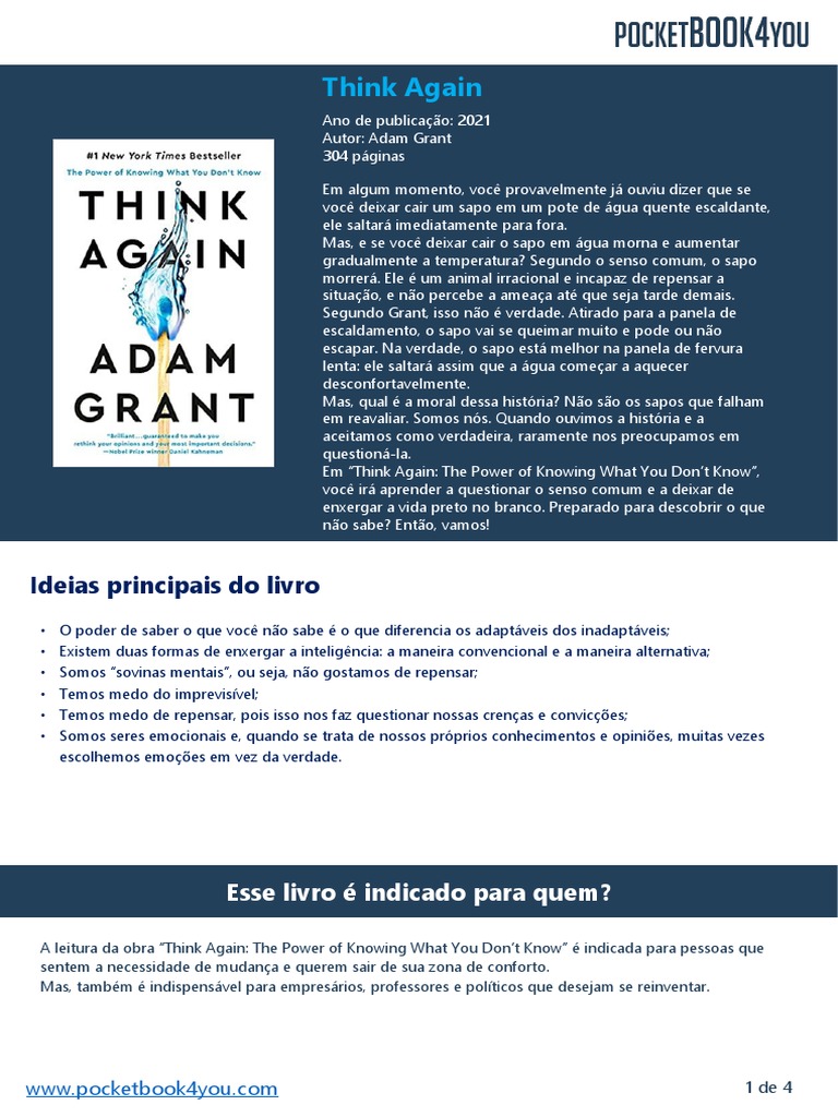 Think Again - Adam Grant | PDF | Verdade | Pensamento