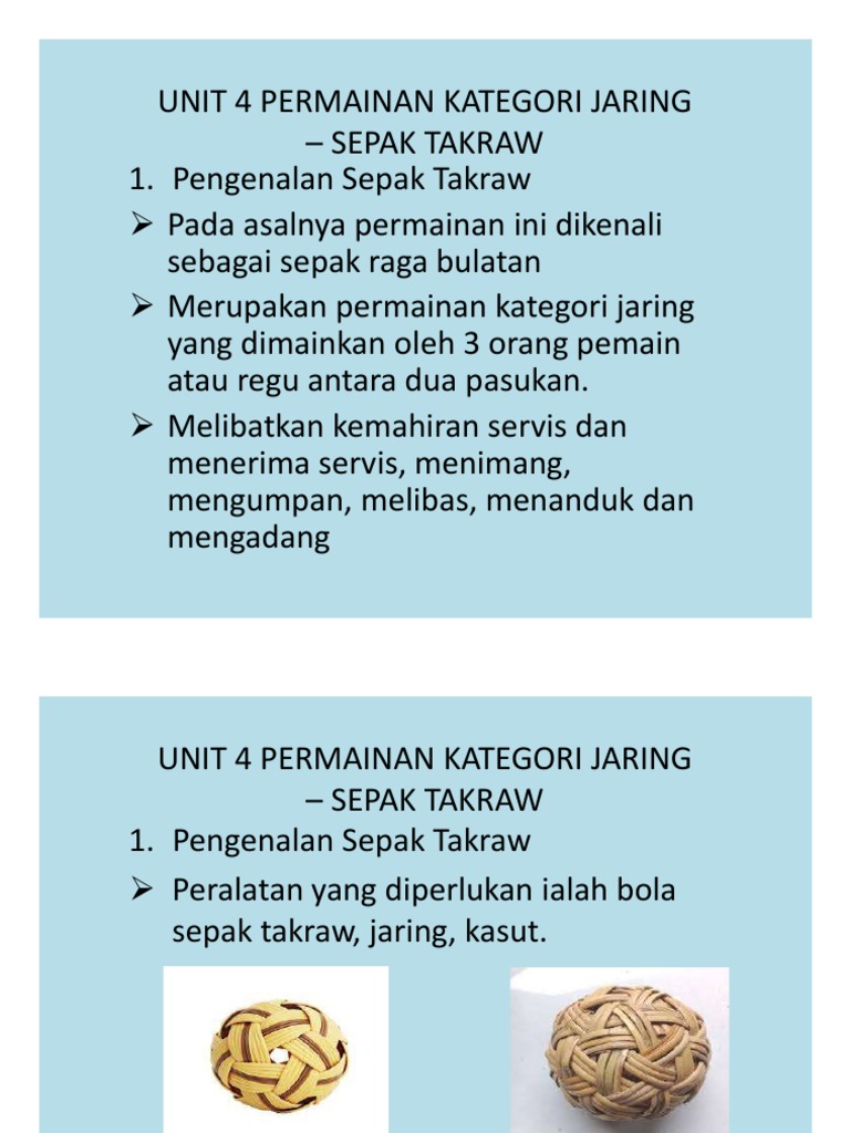 Unit 4 Permainan Kategori Jaring-Sepak Takraw | PDF