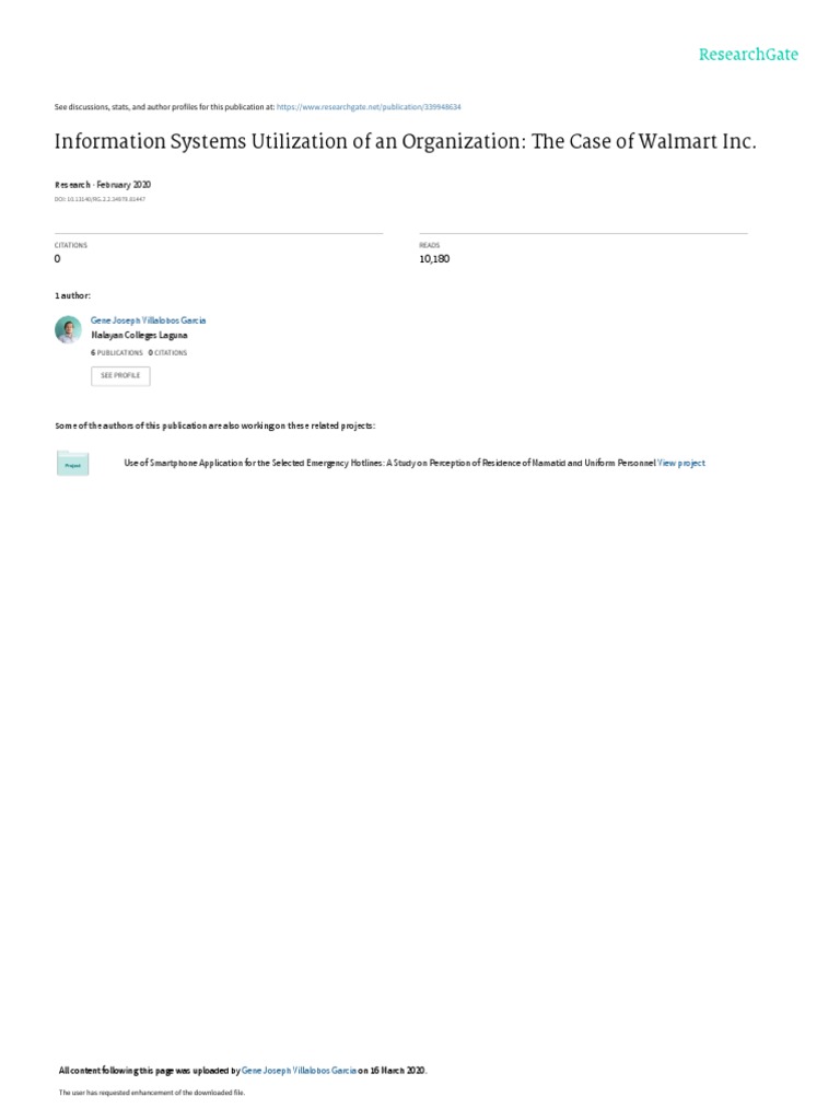 Case Study Information Systems Utilization of Walmart Inc | PDF ...