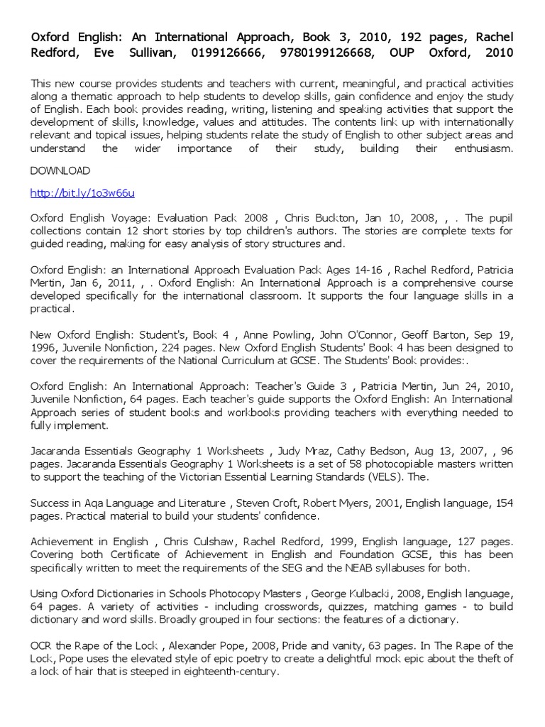 Oxford English An International Approach Book 3 | PDF | Teachers