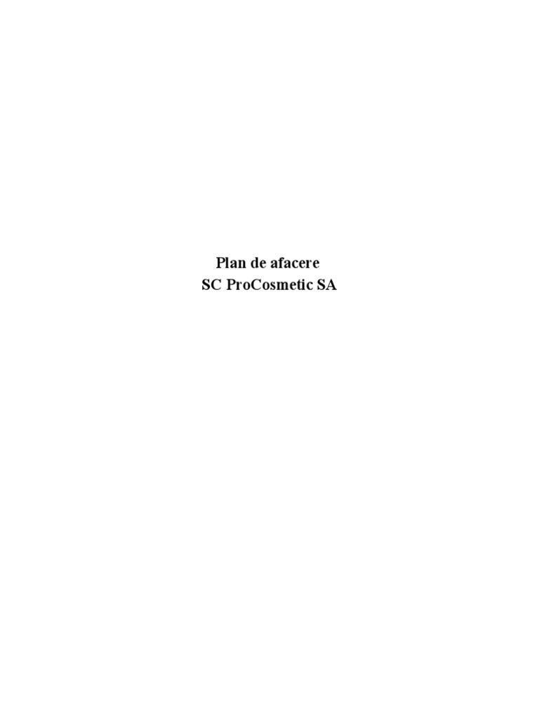 Plan de Afacere | PDF