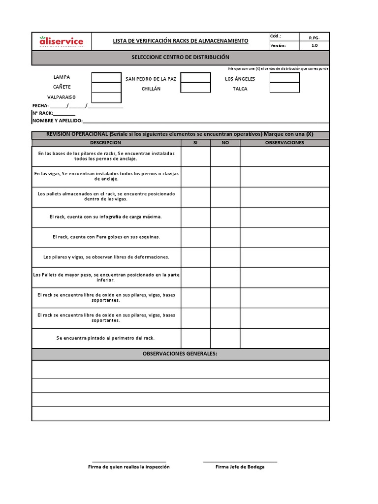 Check List Rack | PDF