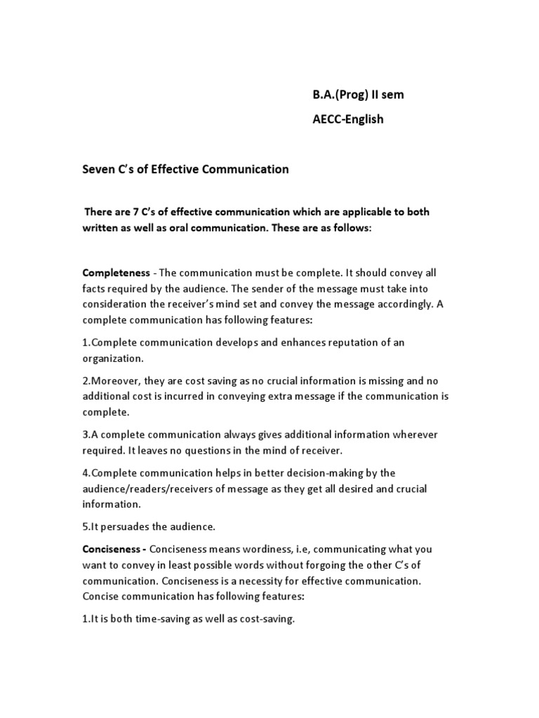 7Cs of Communication | PDF | Communication | Information