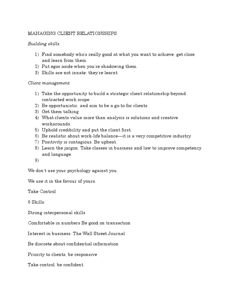 Managing Client Relationships | PDF | Law