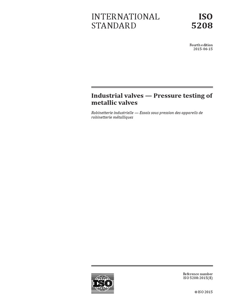 Iso 5208 2015 | PDF | Valve | International Organization For ...